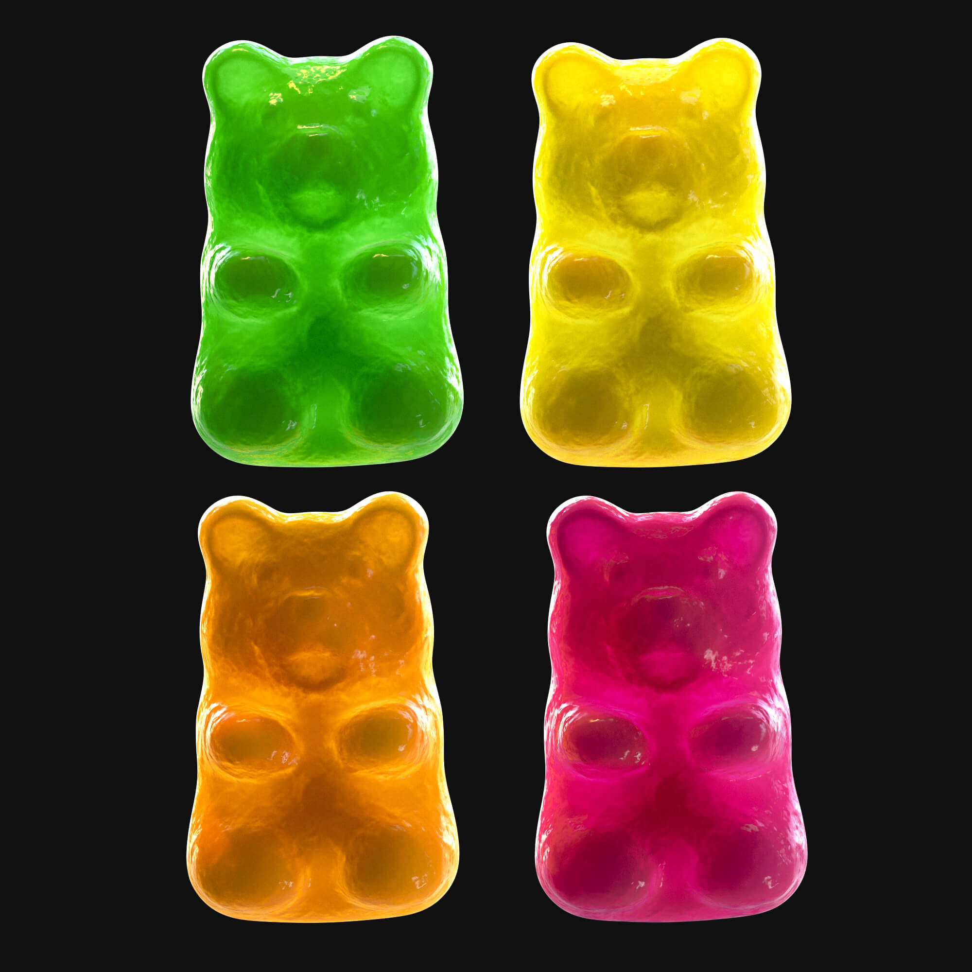 Gummy Bears in a Bowl - 3D Model by CGZen