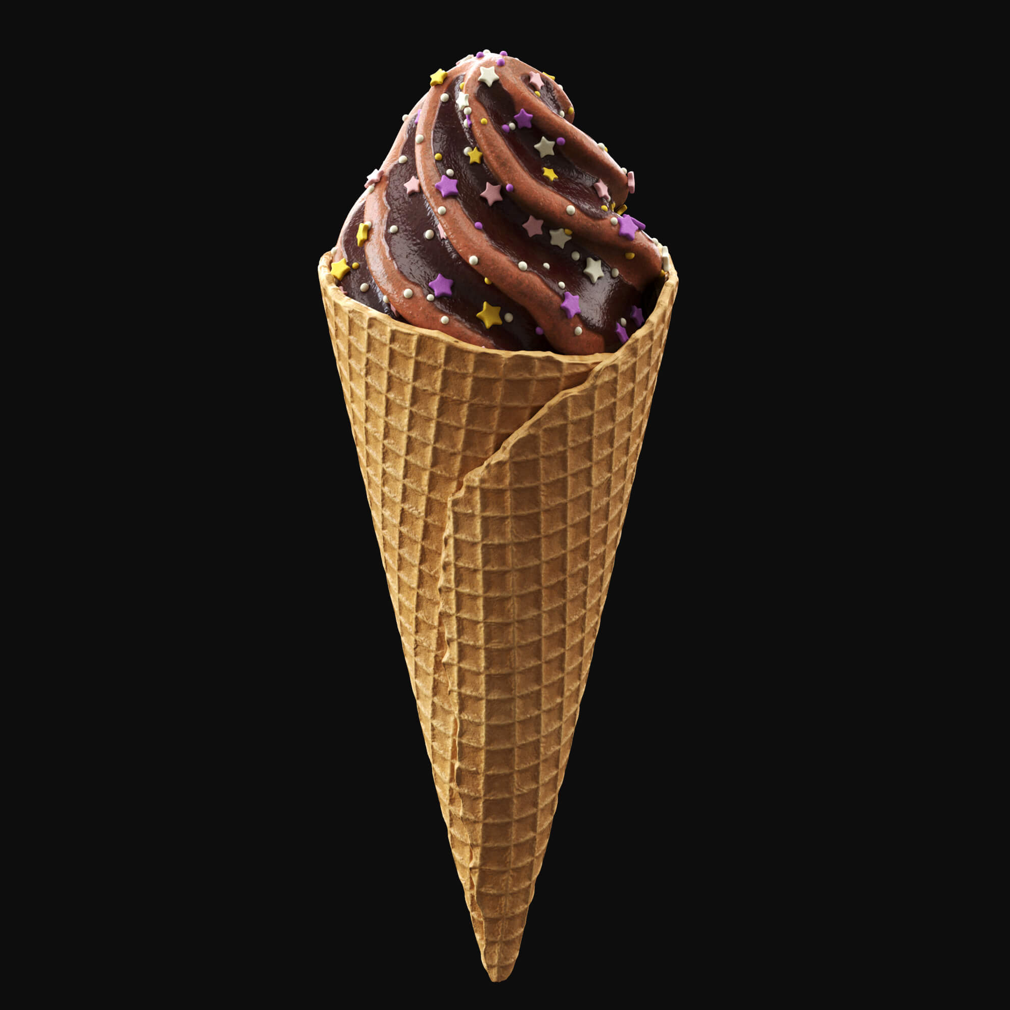 Ice Cream Cones With Topping - 3D Model by CGZen