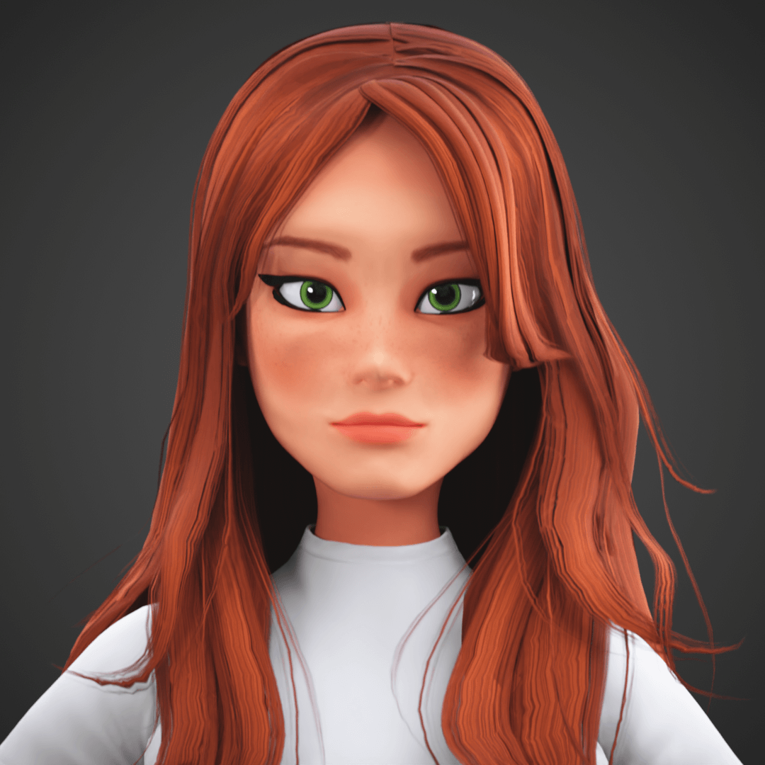 Free Gameready Cartoon Girl 3D Render, Digital Art by Challento