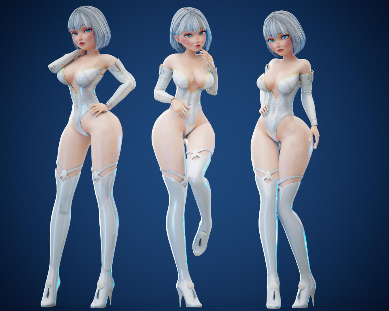 Lara - Game-Ready Stylized Cartoon Sci-Fi Sexy Girl 3D Render