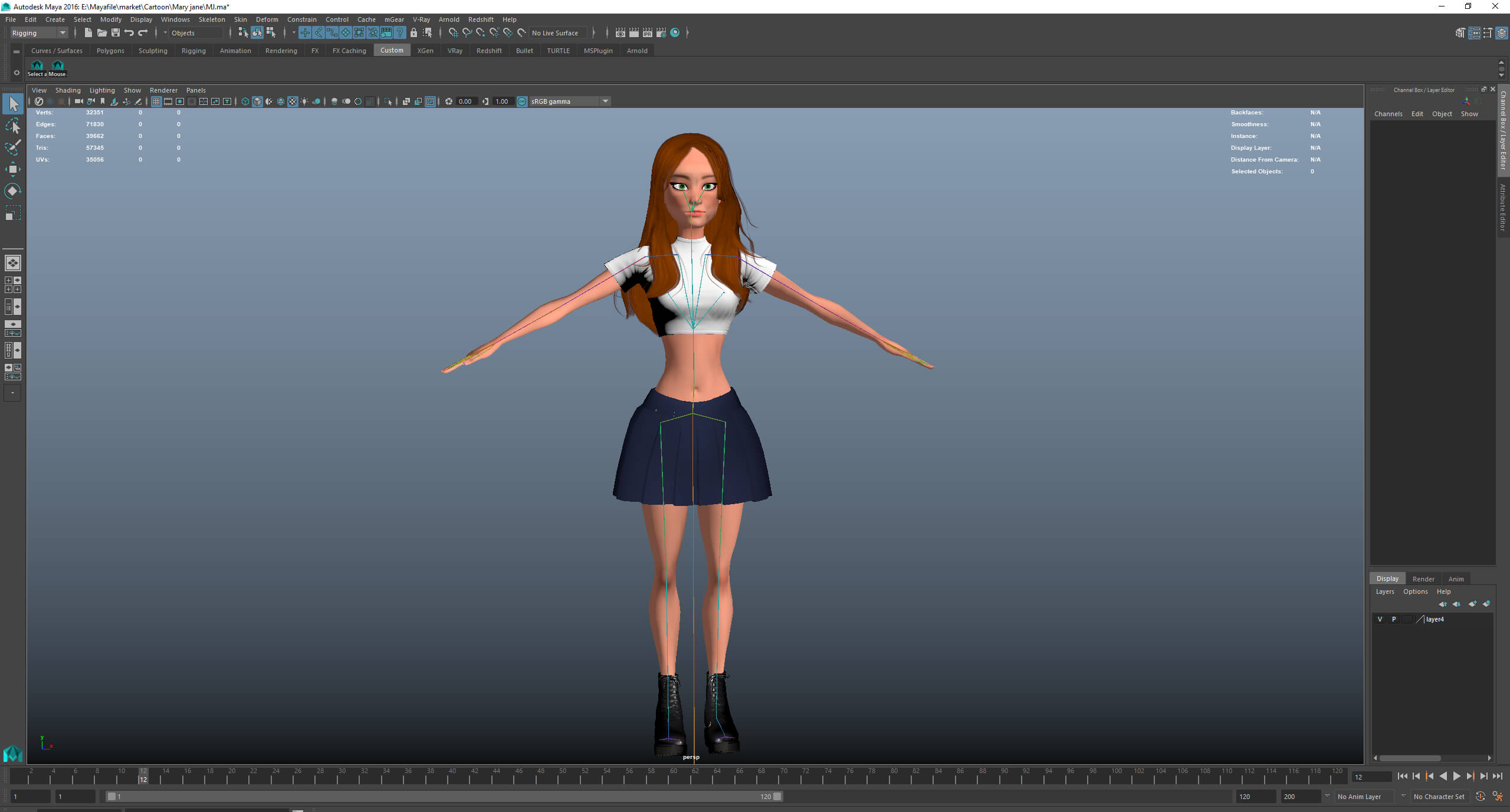 Game Cartoon Girl Rigged - Free 3D Model by Challento