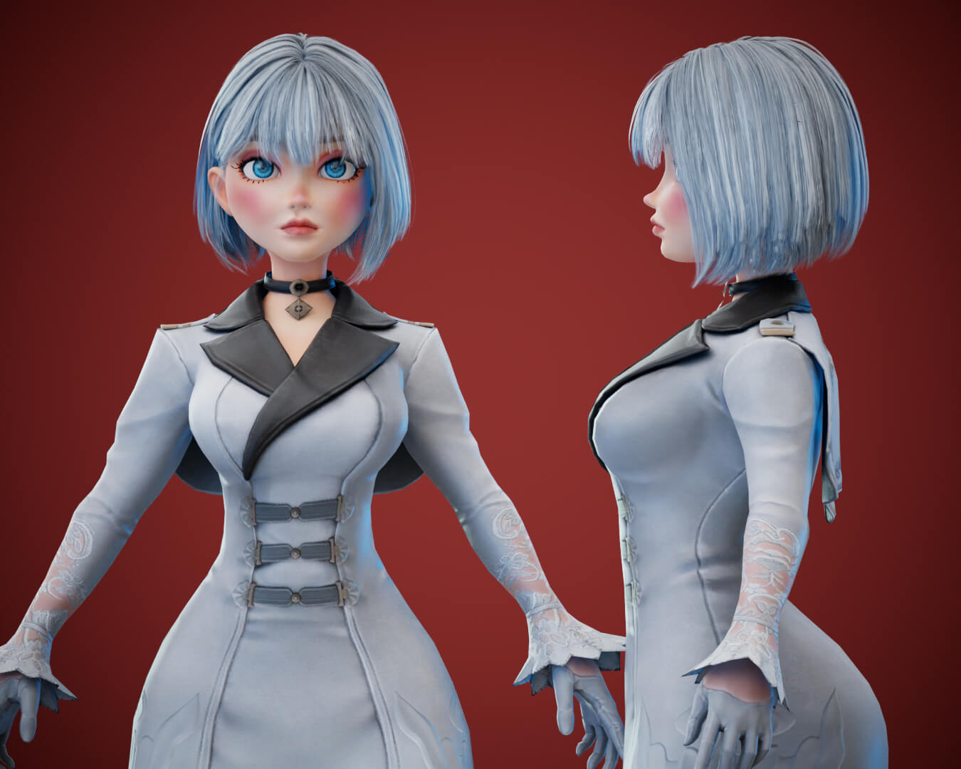 Game Cartoon Girl Rigged - 3D Model by Challento