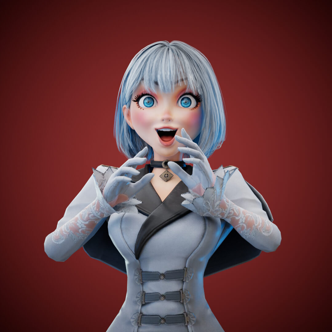 Game Cartoon Girl Rigged - 3D Model by Challento