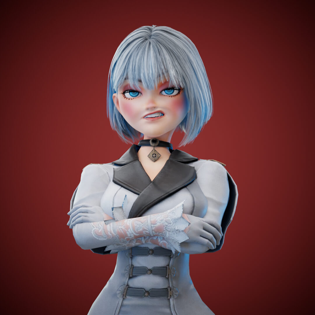 Game Cartoon Girl Rigged - 3D Model by Challento