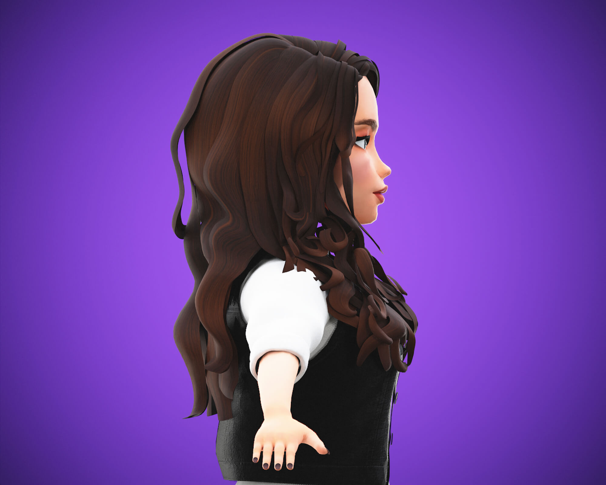 Game Cartoon Stylized Office Girl Rigged - 3D Model by Challento