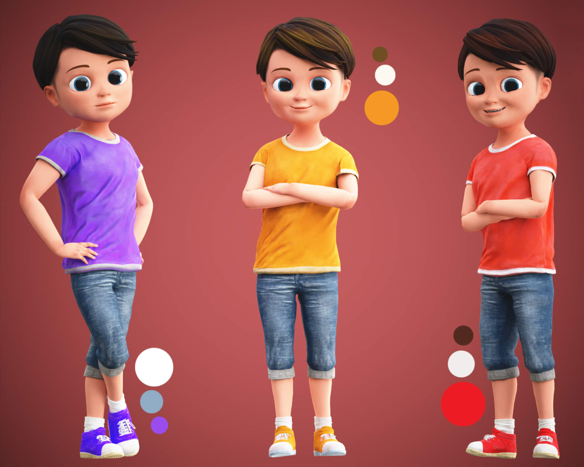 Game Cartoon Boy Rigged - 3D Model by Challento