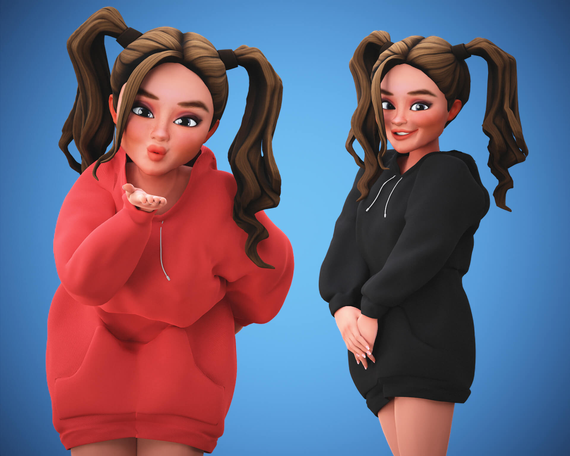 Game Cartoon Stylized Girl Rigged - 3D Model by Challento