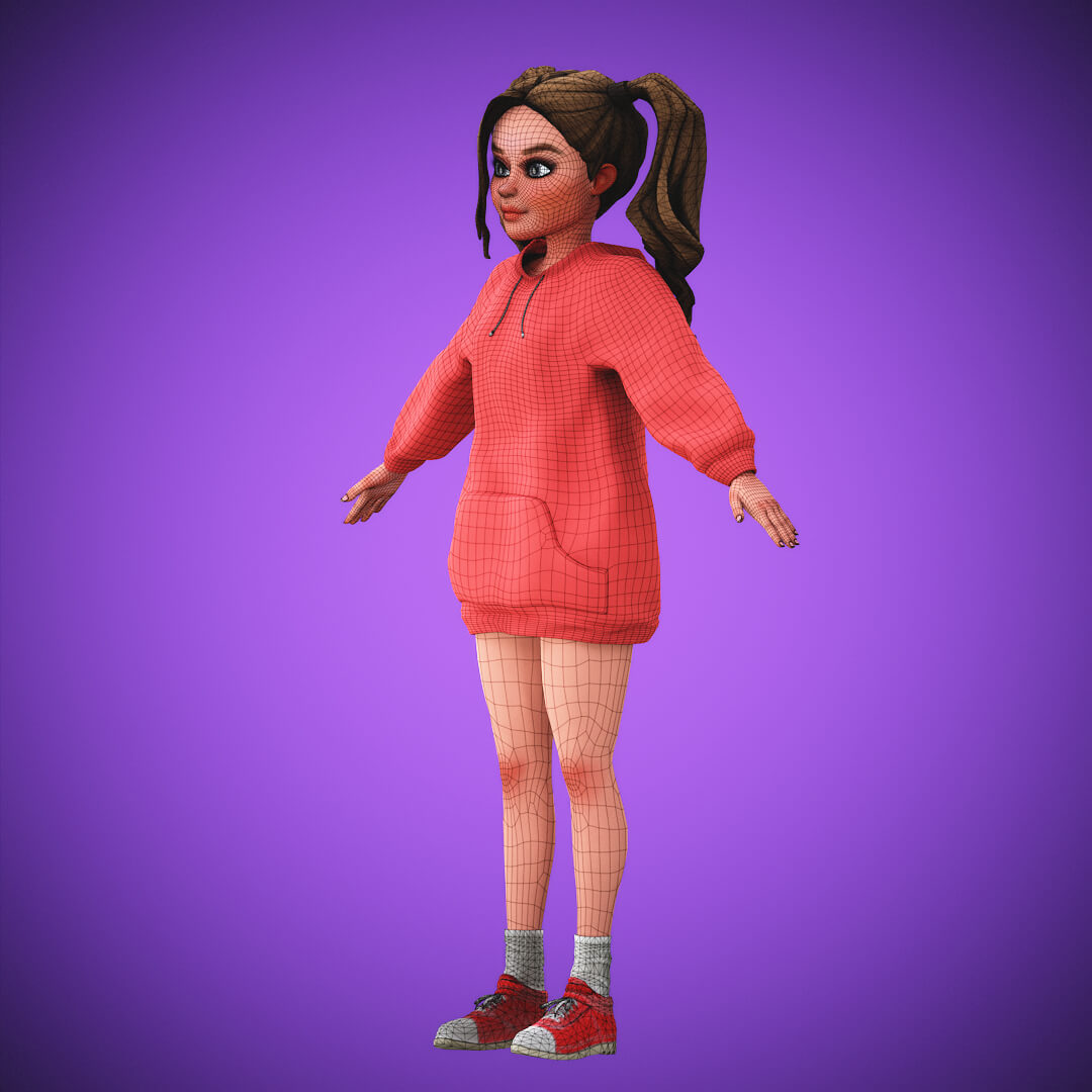 Game Cartoon Stylized Girl Rigged - 3D Model by Challento