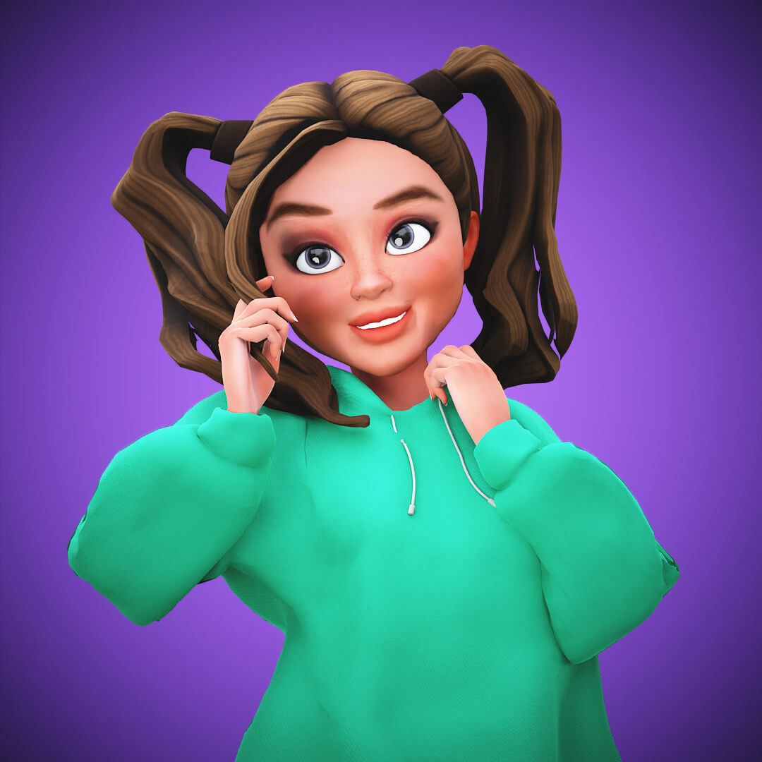 Game Cartoon Stylized Girl Rigged - 3D Model by Challento