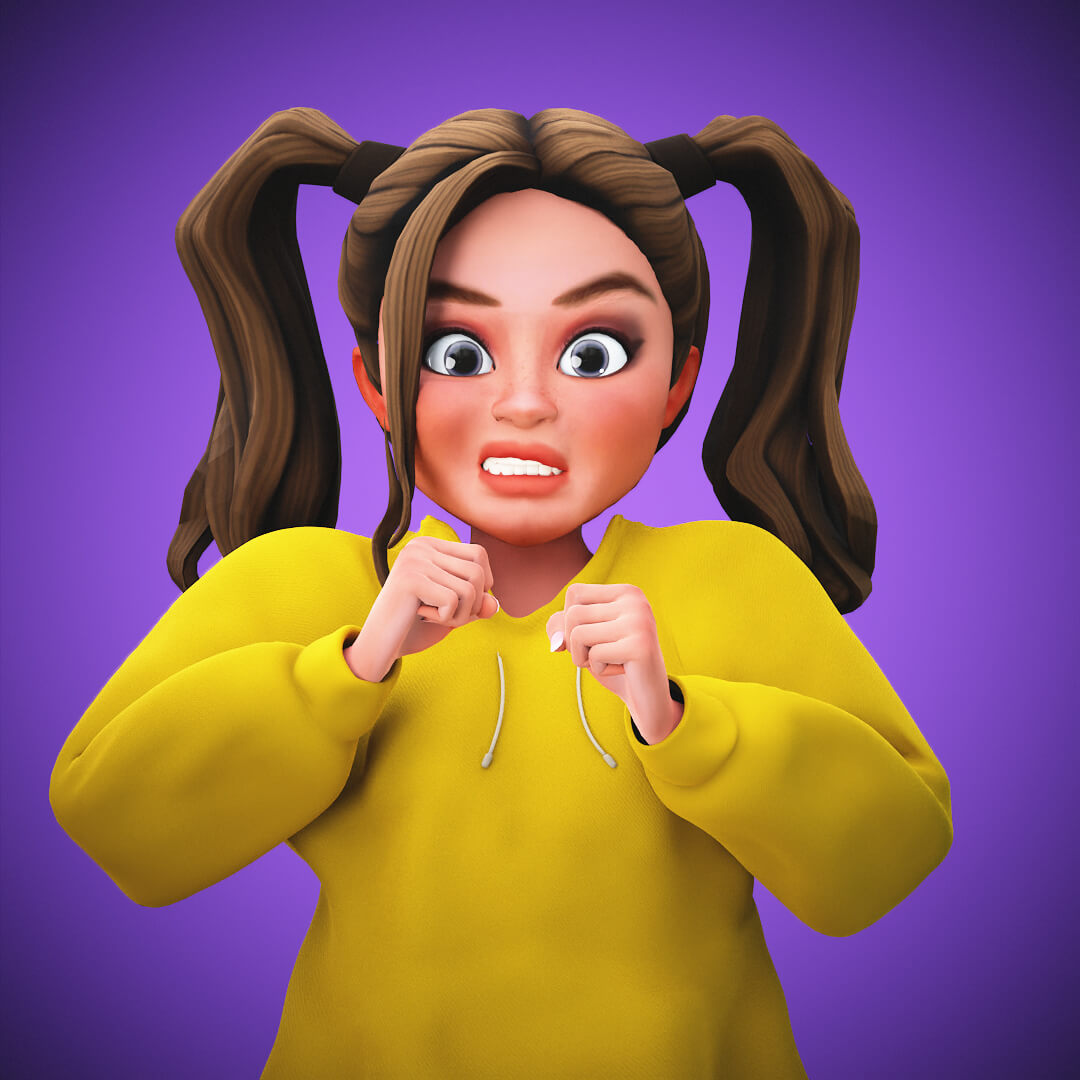 Game Cartoon Stylized Girl Rigged - 3D Model by Challento