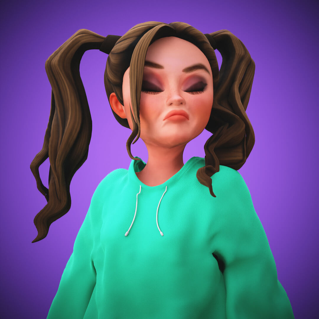 Game Cartoon Stylized Girl Rigged - 3D Model by Challento