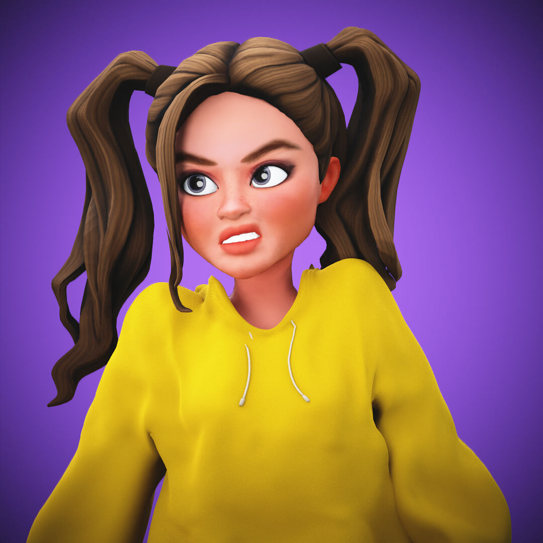 Game Cartoon Stylized Girl Rigged - 3D Model by Challento