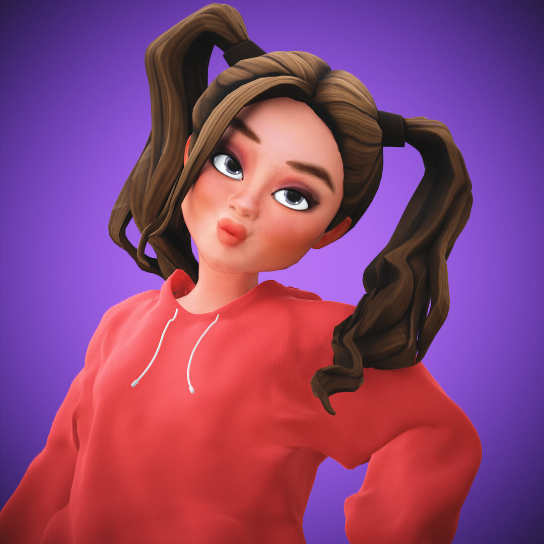 Game Cartoon Stylized Girl Rigged - 3D Model by Challento