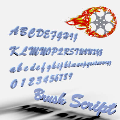 Brush Script Alphabet and Numbers - 3D Model by Characters By Tomasi