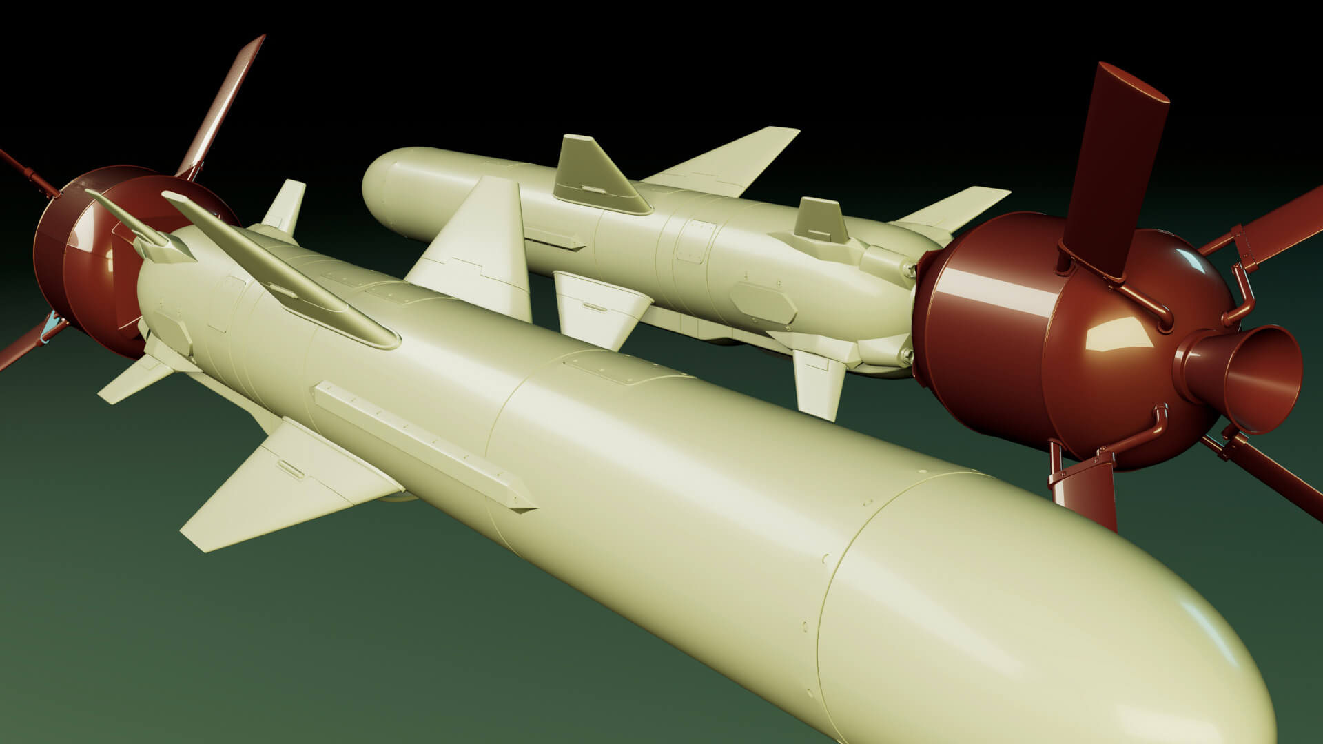 Ukrainian R-360 Neptune Anti-Ship Missile With Stand 3D Model by chaschyn