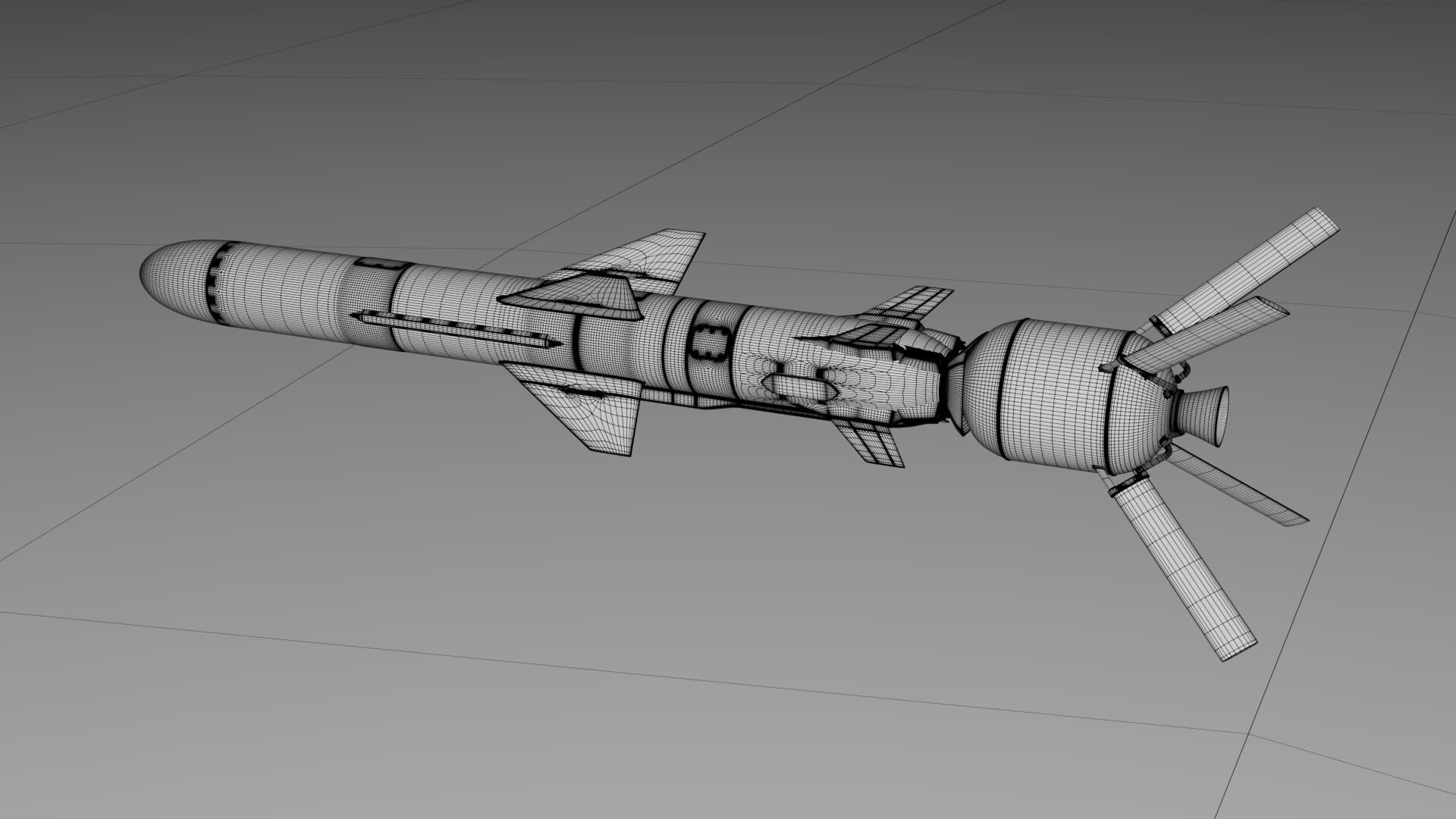 Ukrainian R-360 Neptune Anti-Ship Missile With Stand 3D Model by chaschyn