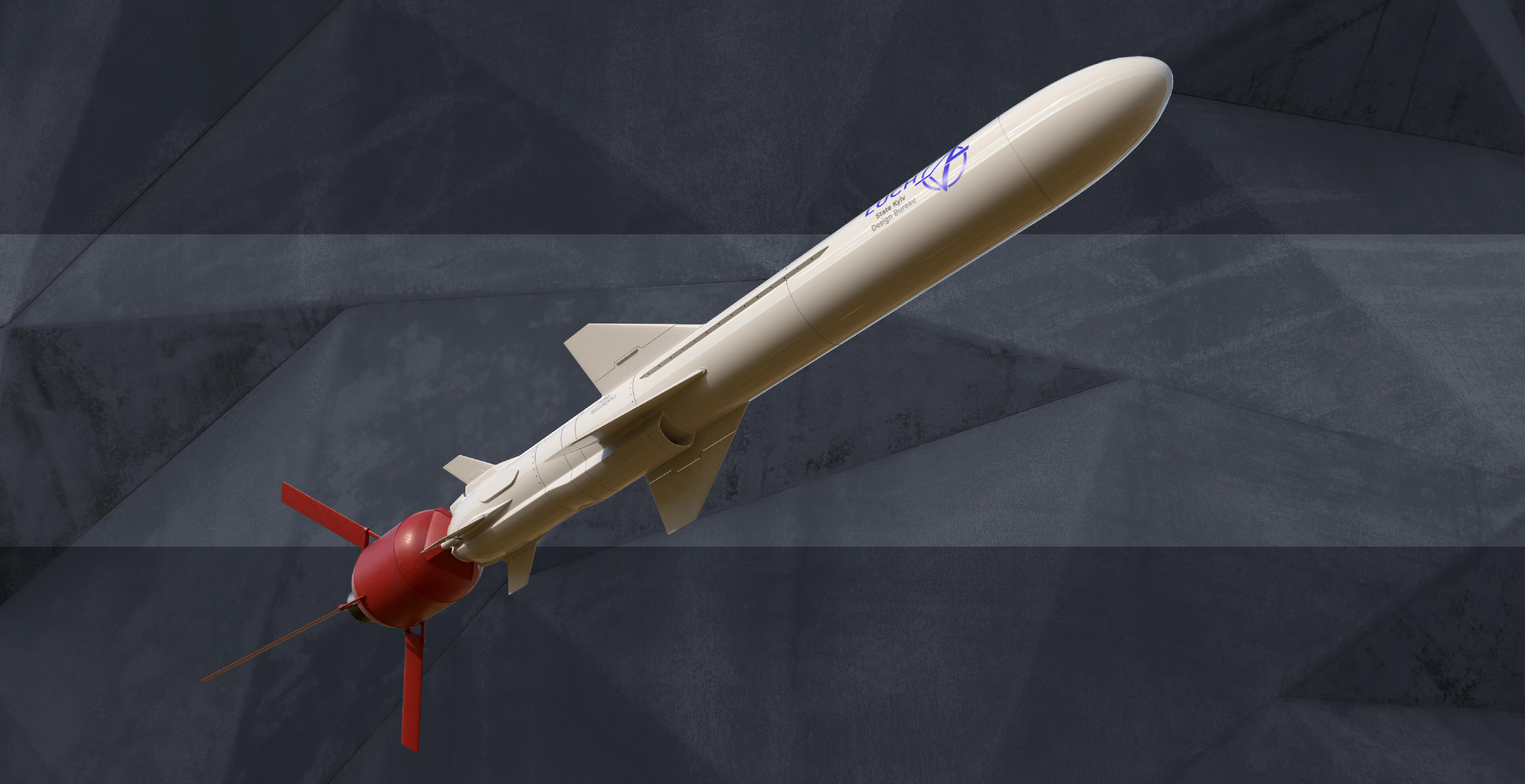 Ukrainian R-360 Neptune Anti-Ship Missile With Stand 3D Model by chaschyn