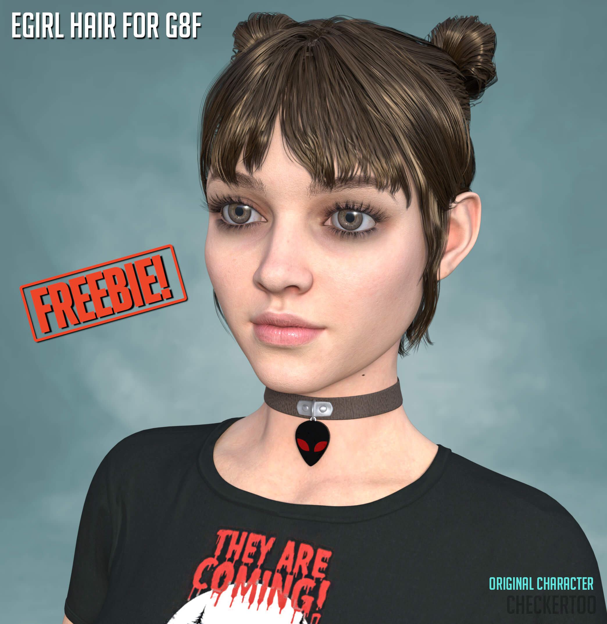eGirl Hair for Genesis 8 Female - Free Daz Content by CheckerToo