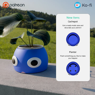 Fan-Made Blue Pikmin Pot and Vase 3D Model by CheeseBread_3D