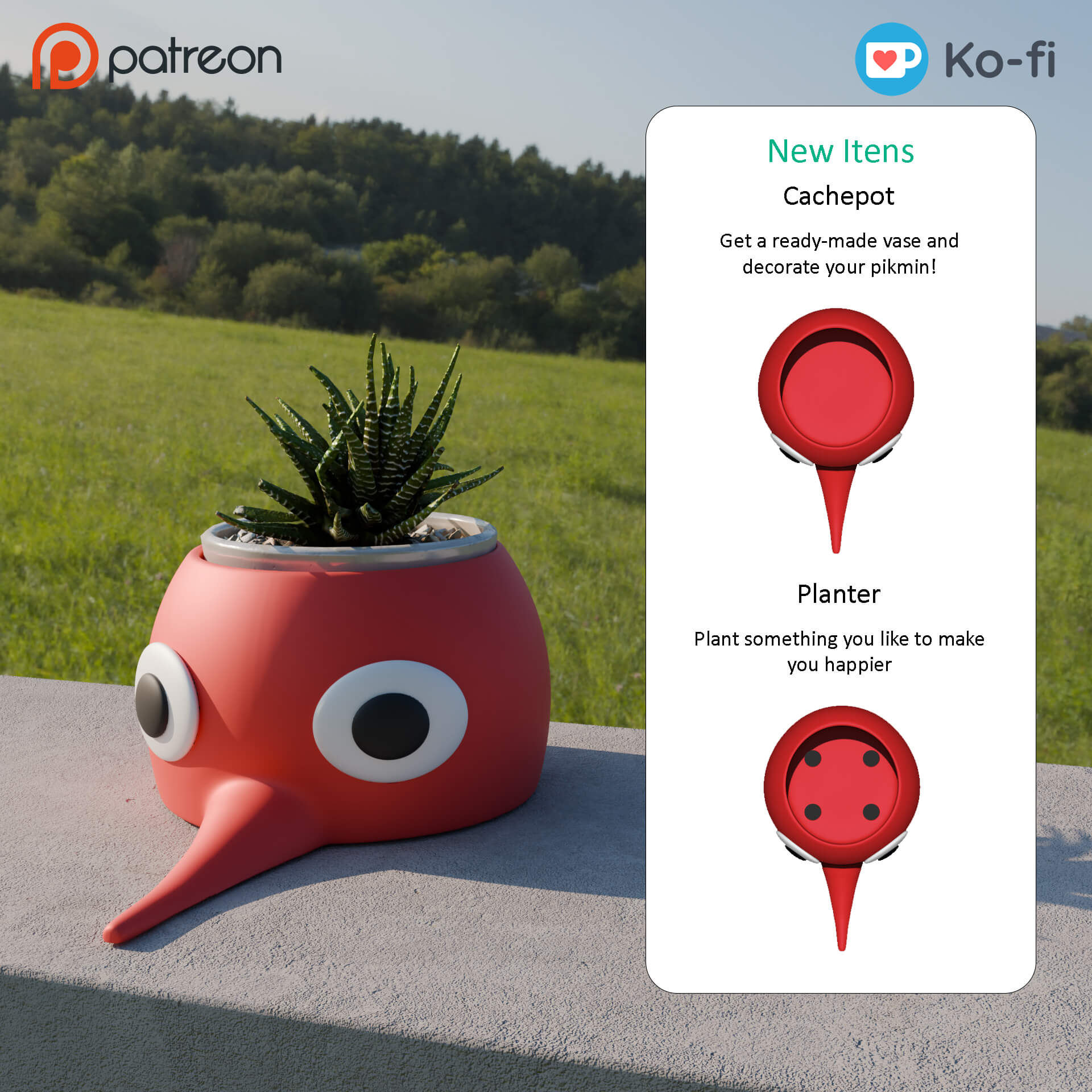 Fan-Made Red Pikmin Pot and Vase 3D Model by CheeseBread_3D