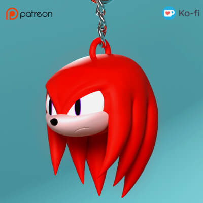 Knuckles the Echidna: Head KeyChain - 3D Model by CheeseBread_3D