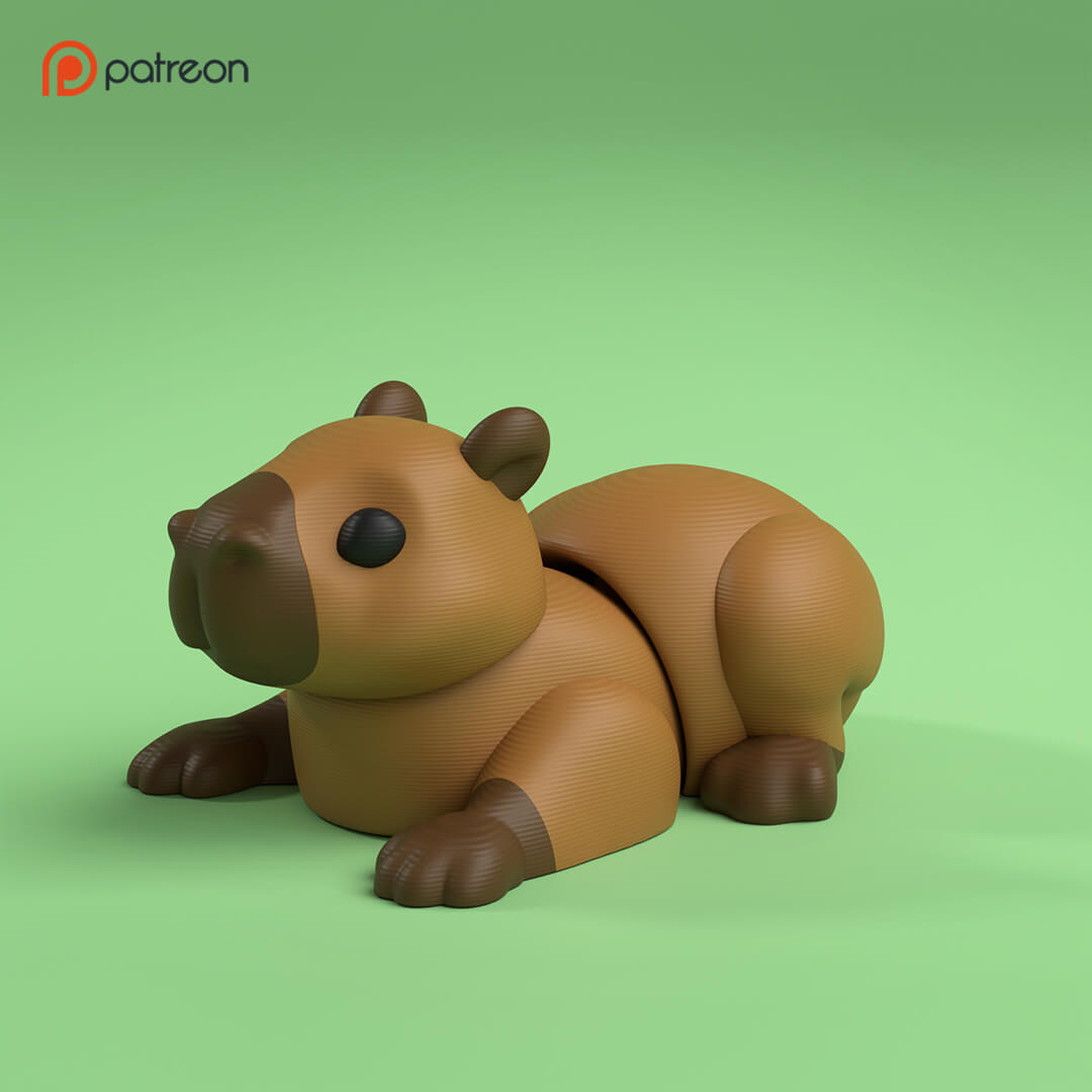 Mini Flexi Capybara - (3MF / No Support) 3D Model by CheeseBread_3D