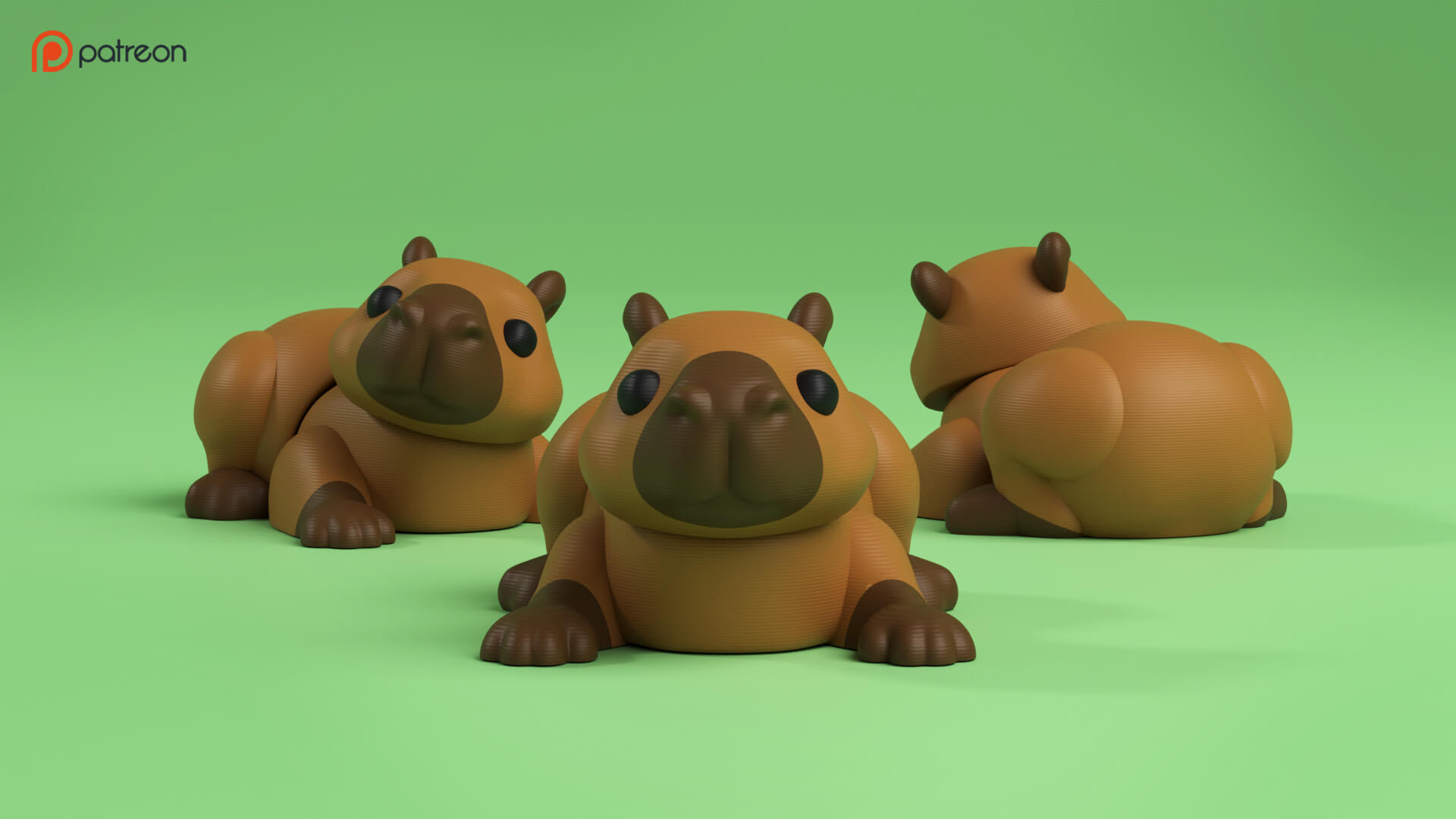 Mini Flexi Capybara - (3MF / No Support) 3D Model by CheeseBread_3D