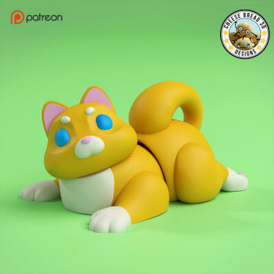 Mini Flexi Cat (3MF No Support) - 3D Model by CheeseBread_3D