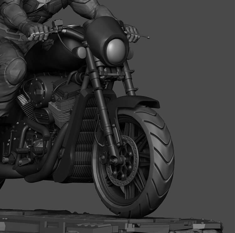 Captain America On Motorcycle - 3D Model by cheriloyet
