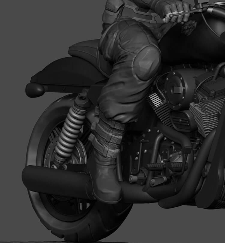 Captain America On Motorcycle - 3D Model by cheriloyet