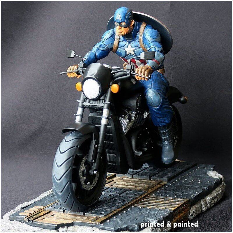 Captain America On Motorcycle - 3D Model by cheriloyet