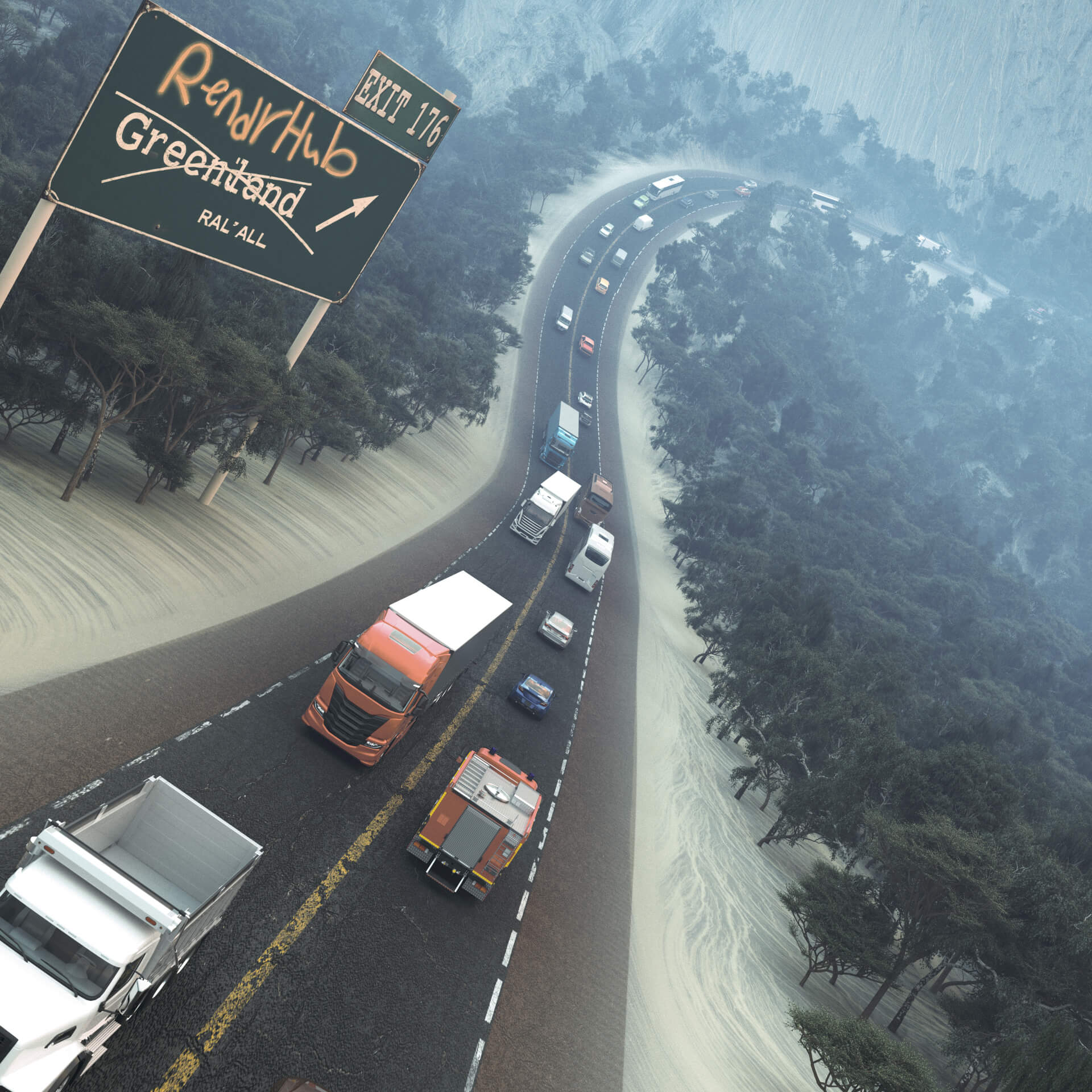 The Road To RenderHub 3D Render, Digital Art by Cherry-8omb