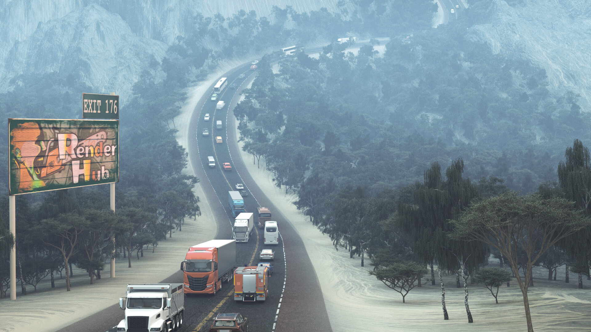 The Road To RenderHub 3D Render, Digital Art by Cherry-8omb