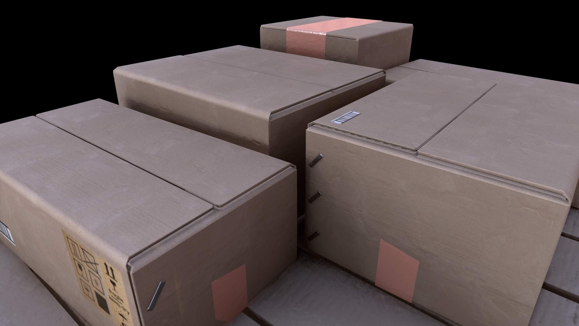 Cardboard Boxes - Free 3D Model by chhatrashal