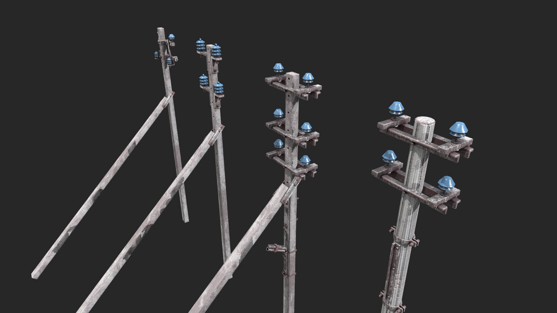 Electrical Pole Set A - 3D Model by chhatrashal