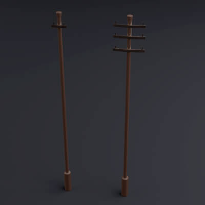 Electricity Pole X2 - Free 3D Model by chhatrashal