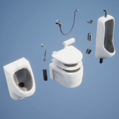 Toilet Builder Kit A - 3D Model by chhatrashal
