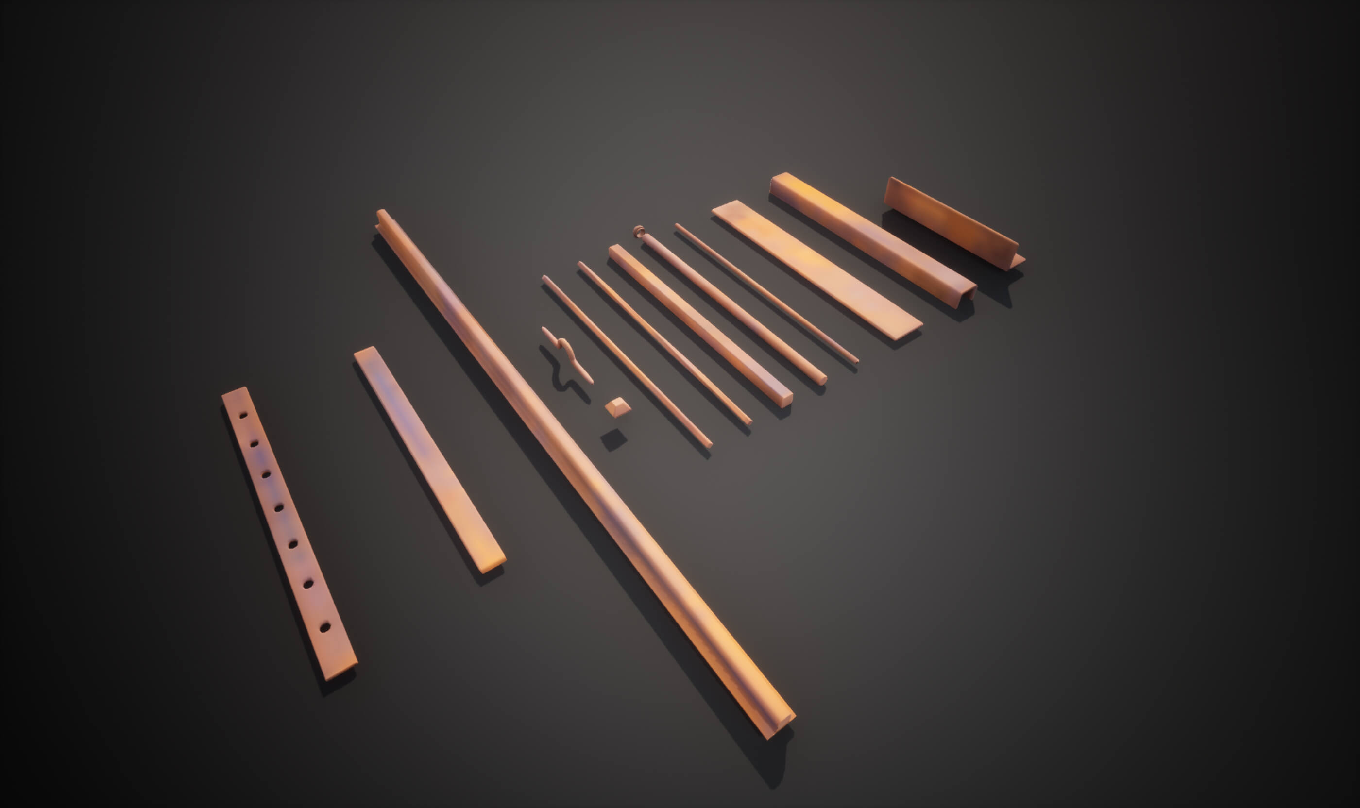 Metal Rod Rusty Set - Free 3D Model by chhatrashal