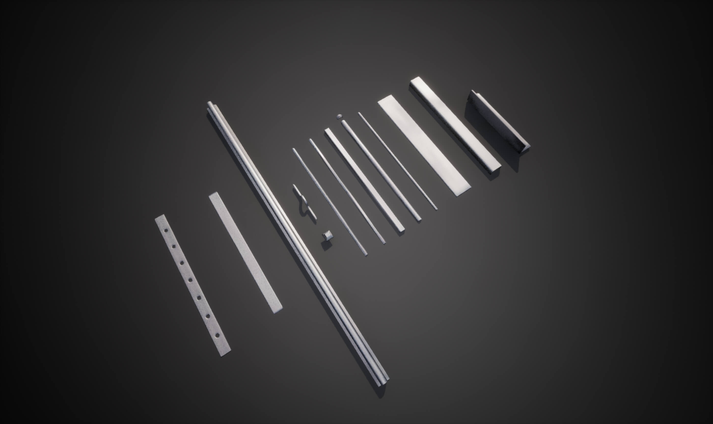 Metal Rod Shiny Set - Free 3D Model by chhatrashal