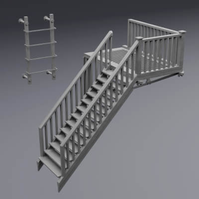 Props Balcony Stairs X1 - Free 3D Model by chhatrashal
