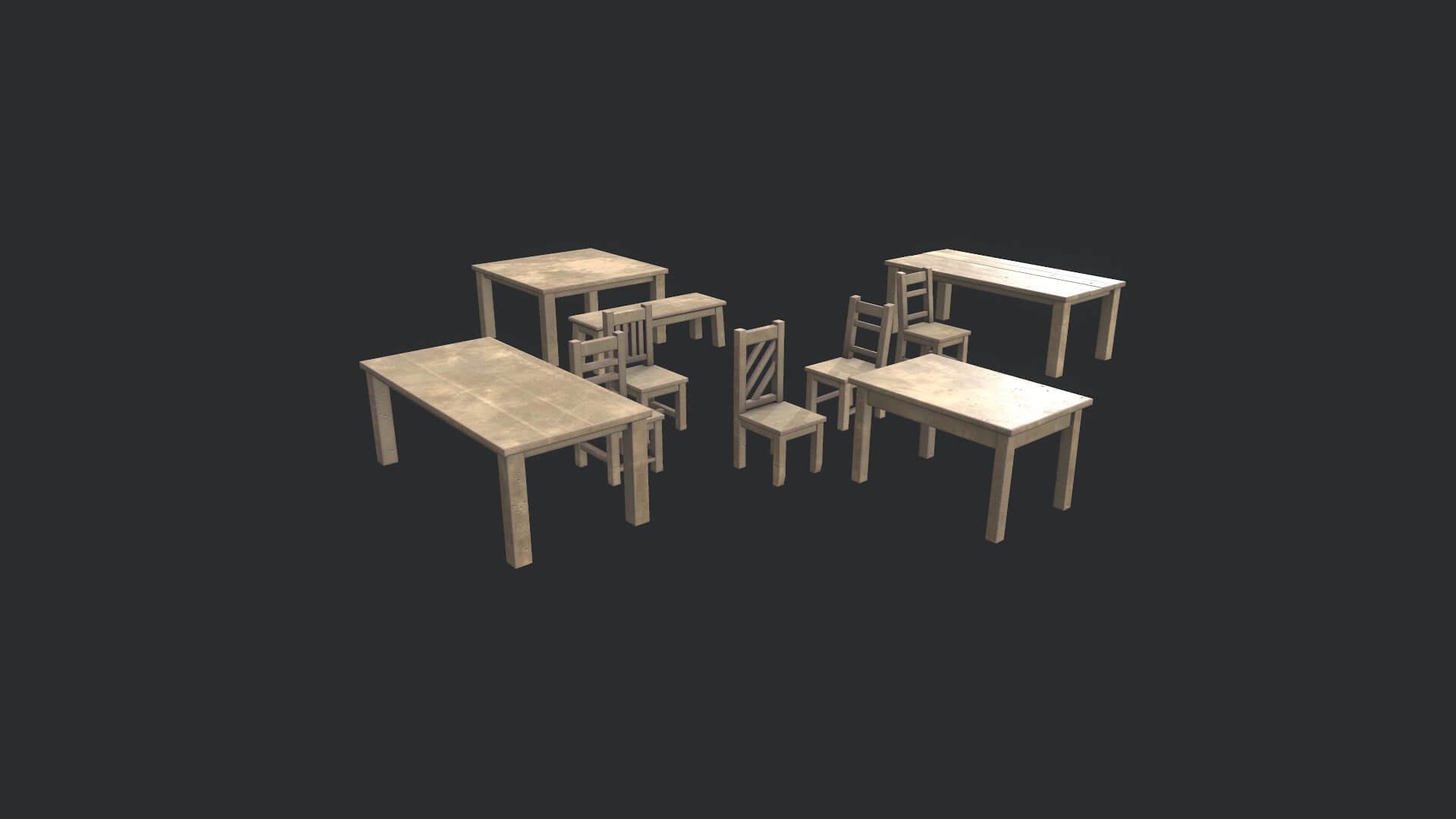Table Chair Set A - Free 3D Model by chhatrashal