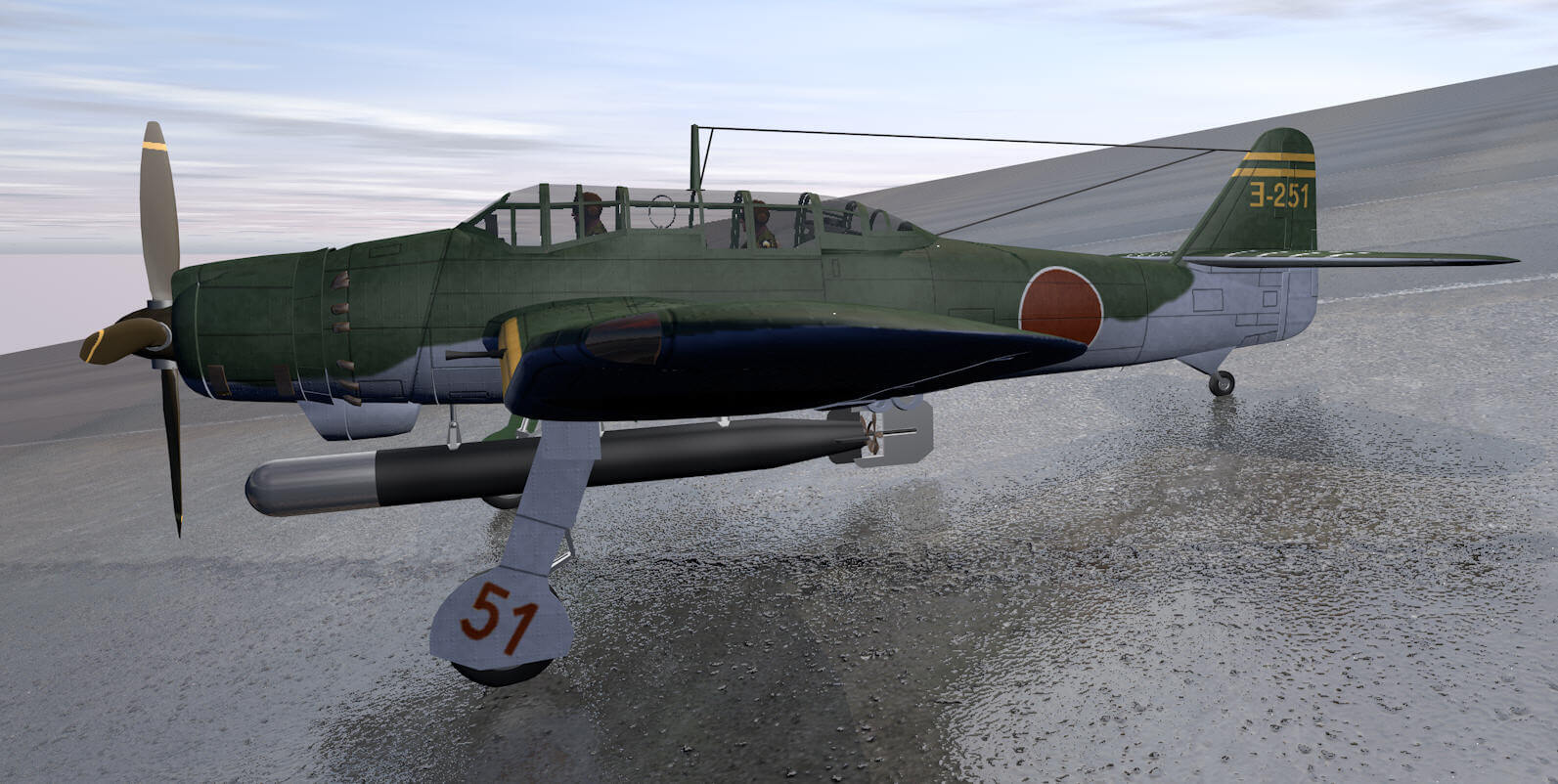 Aichi B7A2 Rjusei (Grace) - 3D Model by ChipBassChaos