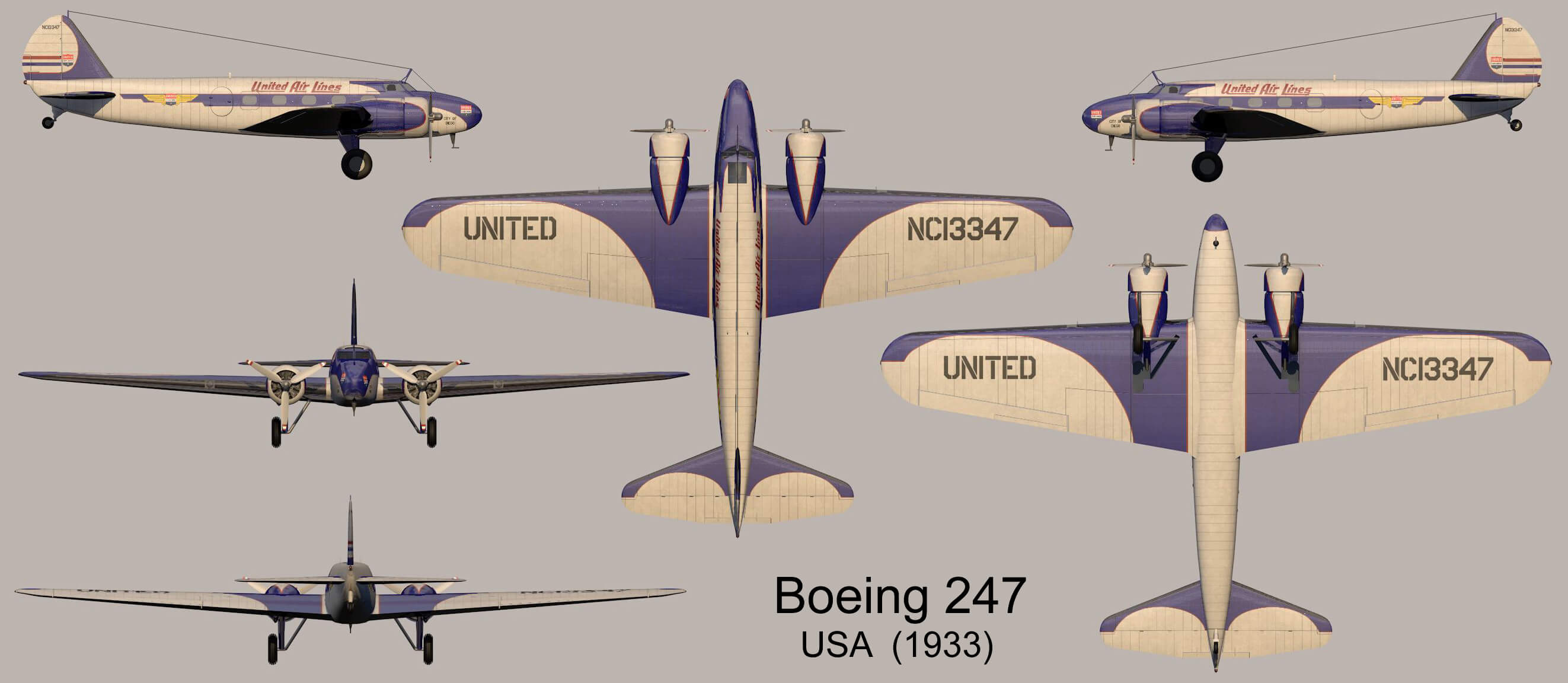 Boeing 247 (C-73) Airliner 3D Model by ChipBassChaos