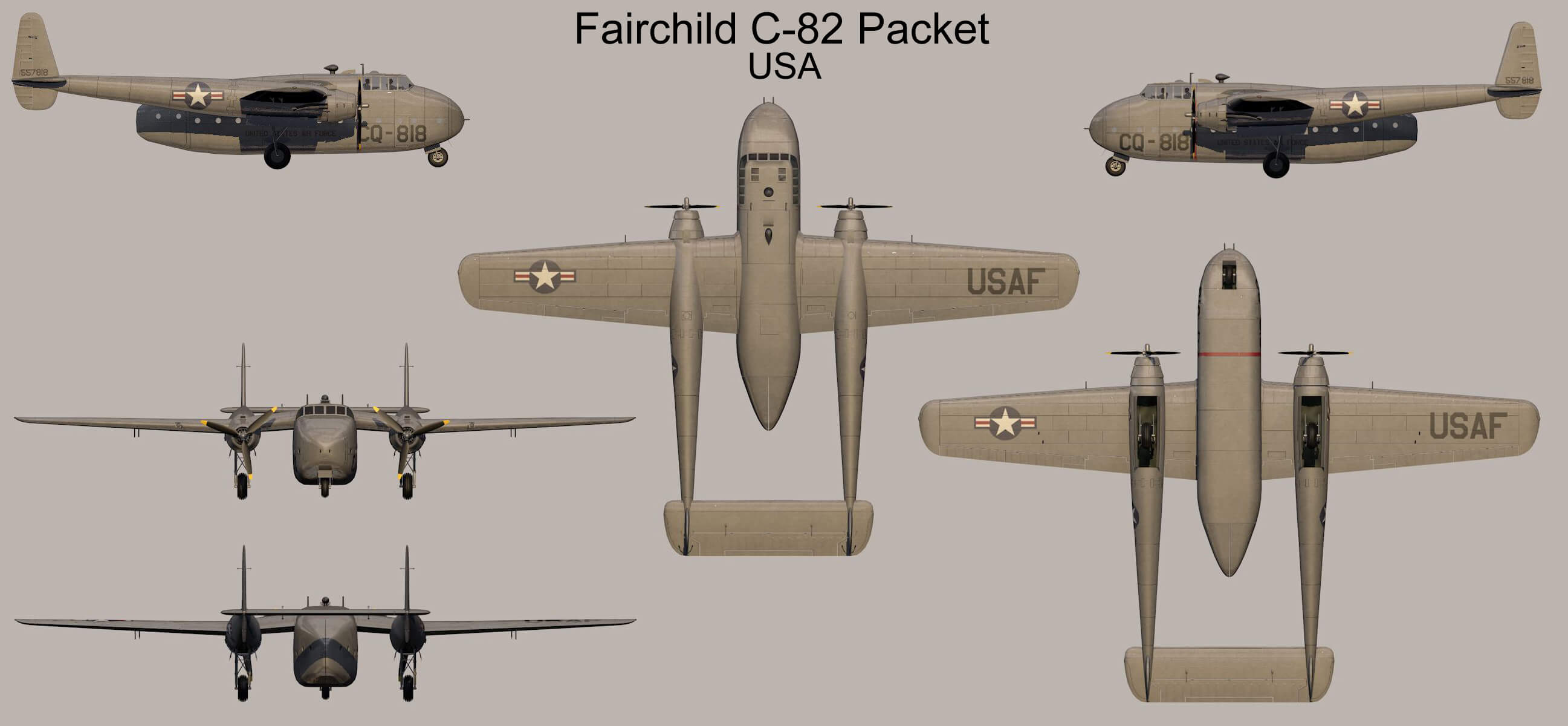 Fairchild C-82 Packet 3D Model by ChipBassChaos