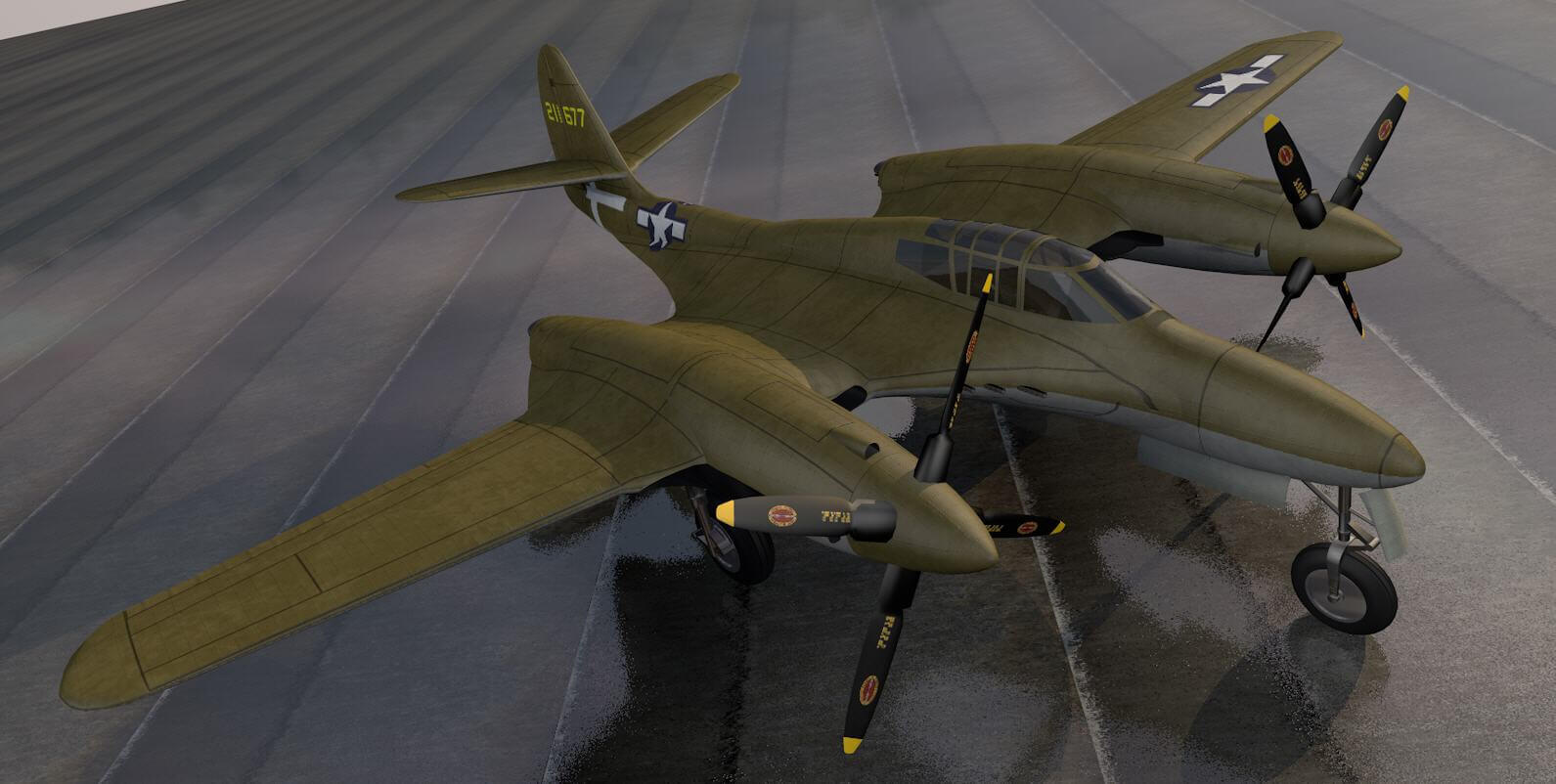 McDonnell XP-67 Moonbat 3D Model by ChipBassChaos
