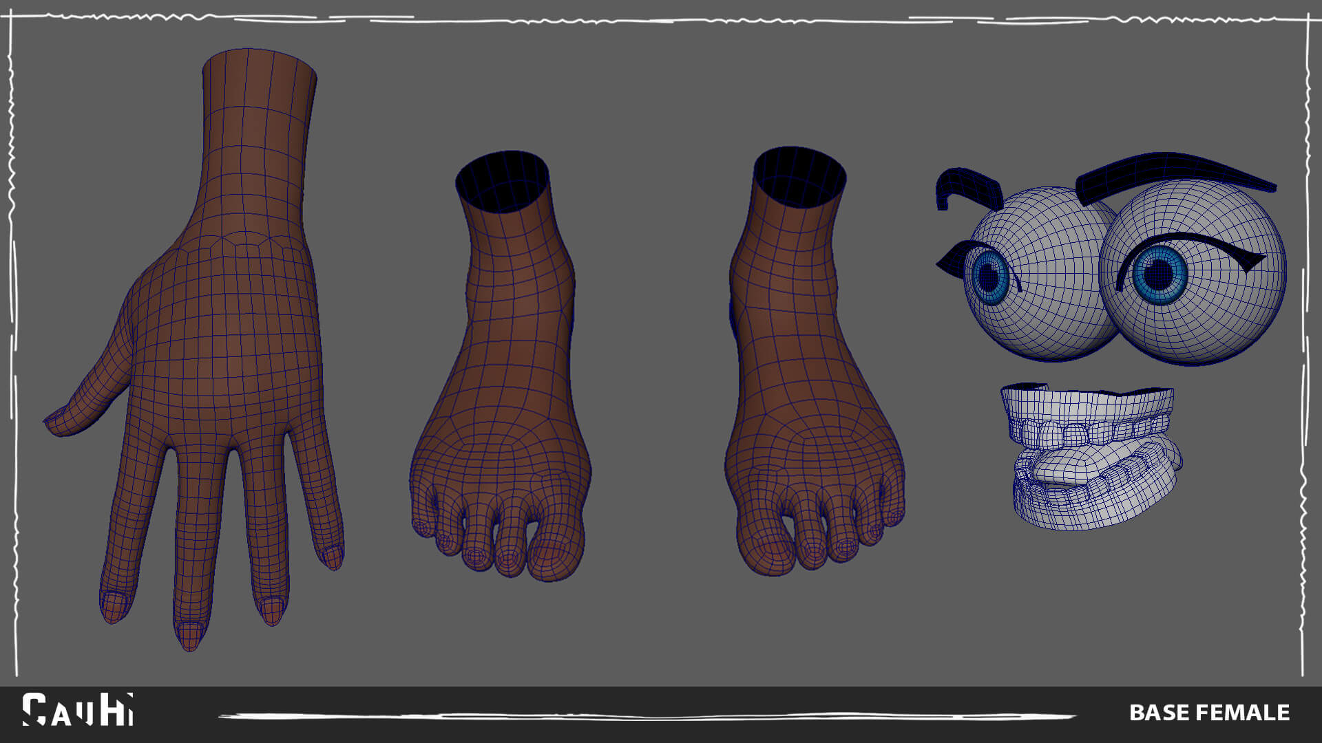 Base Body Girl Stylized Cartoon - 3D Model by chitam