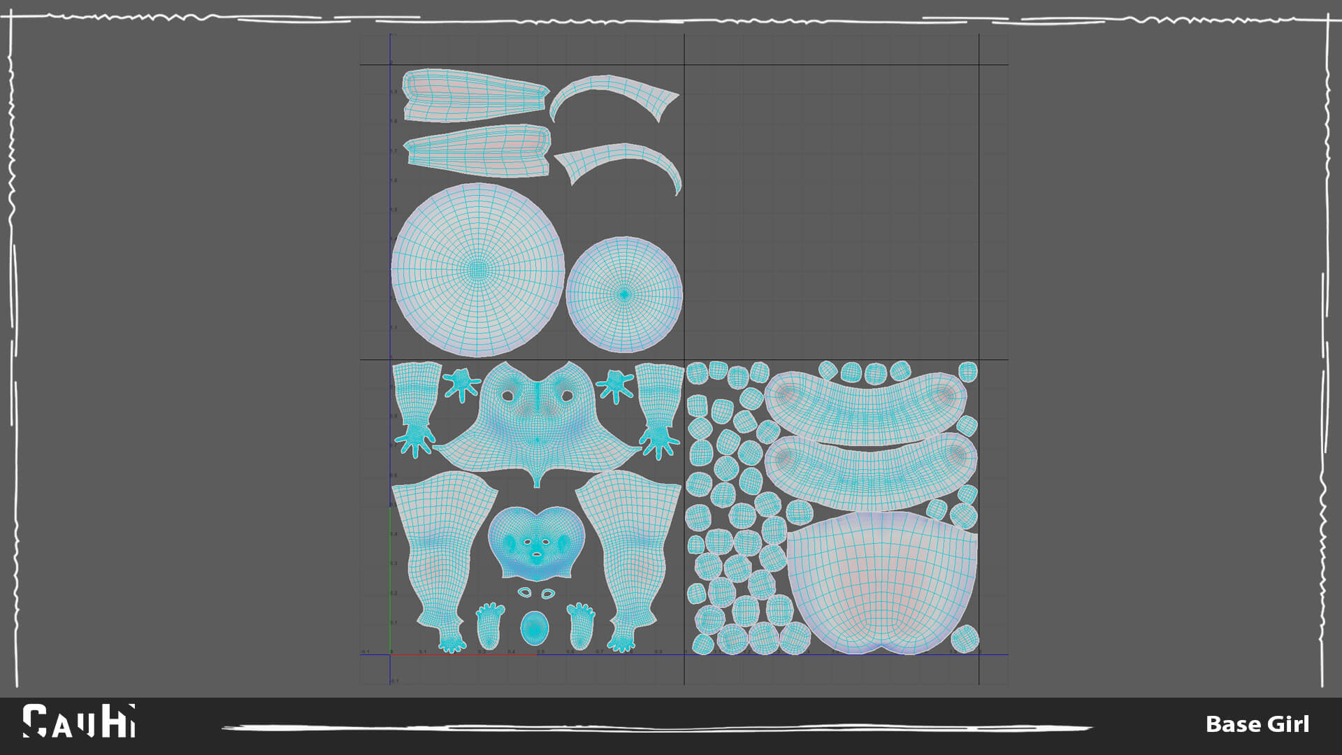 Base Body Female Stylized Cartoon - 3D Model by chitam