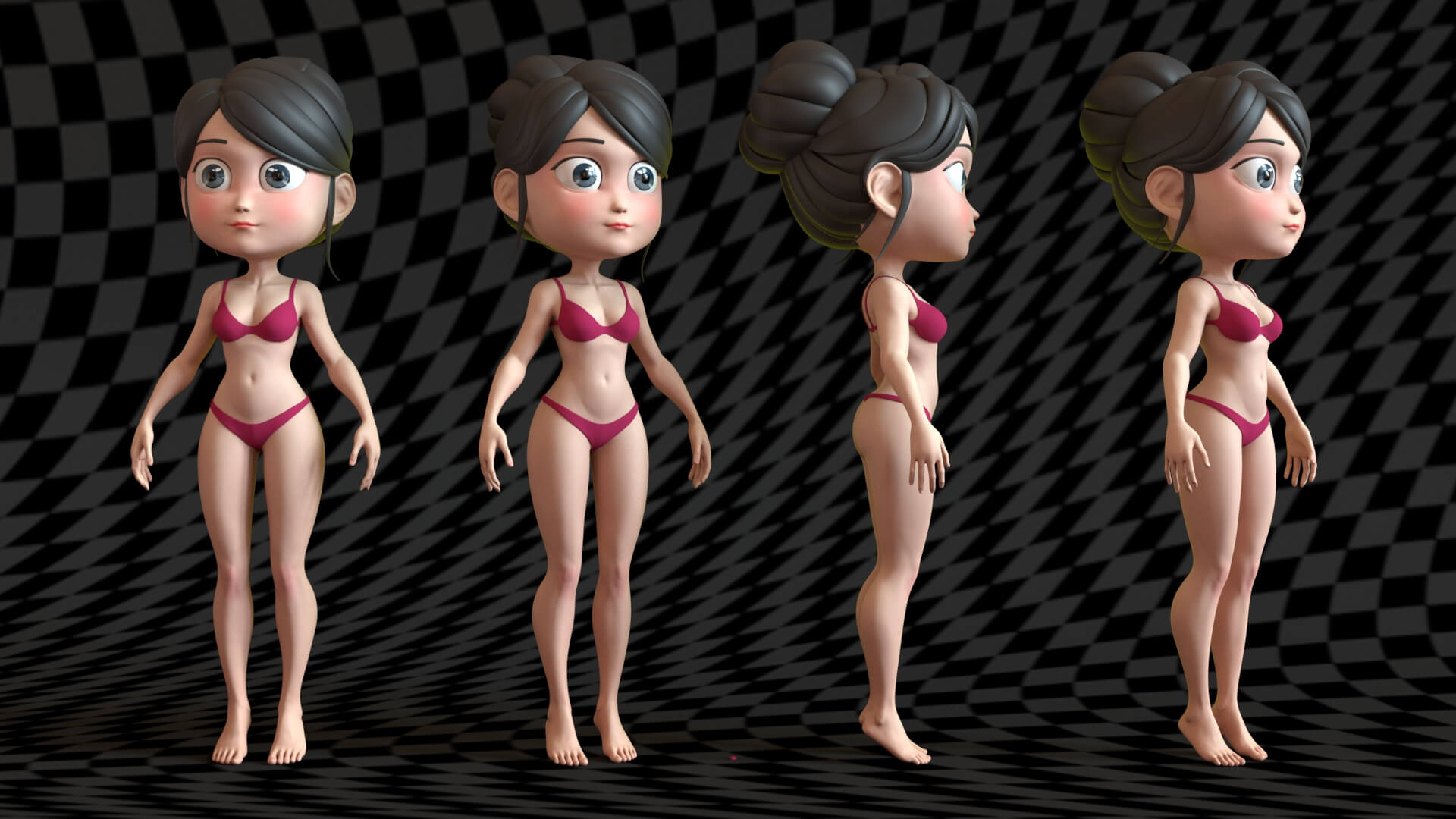 Body Girl Style Chibi Low Poly - 3D Model by chitam