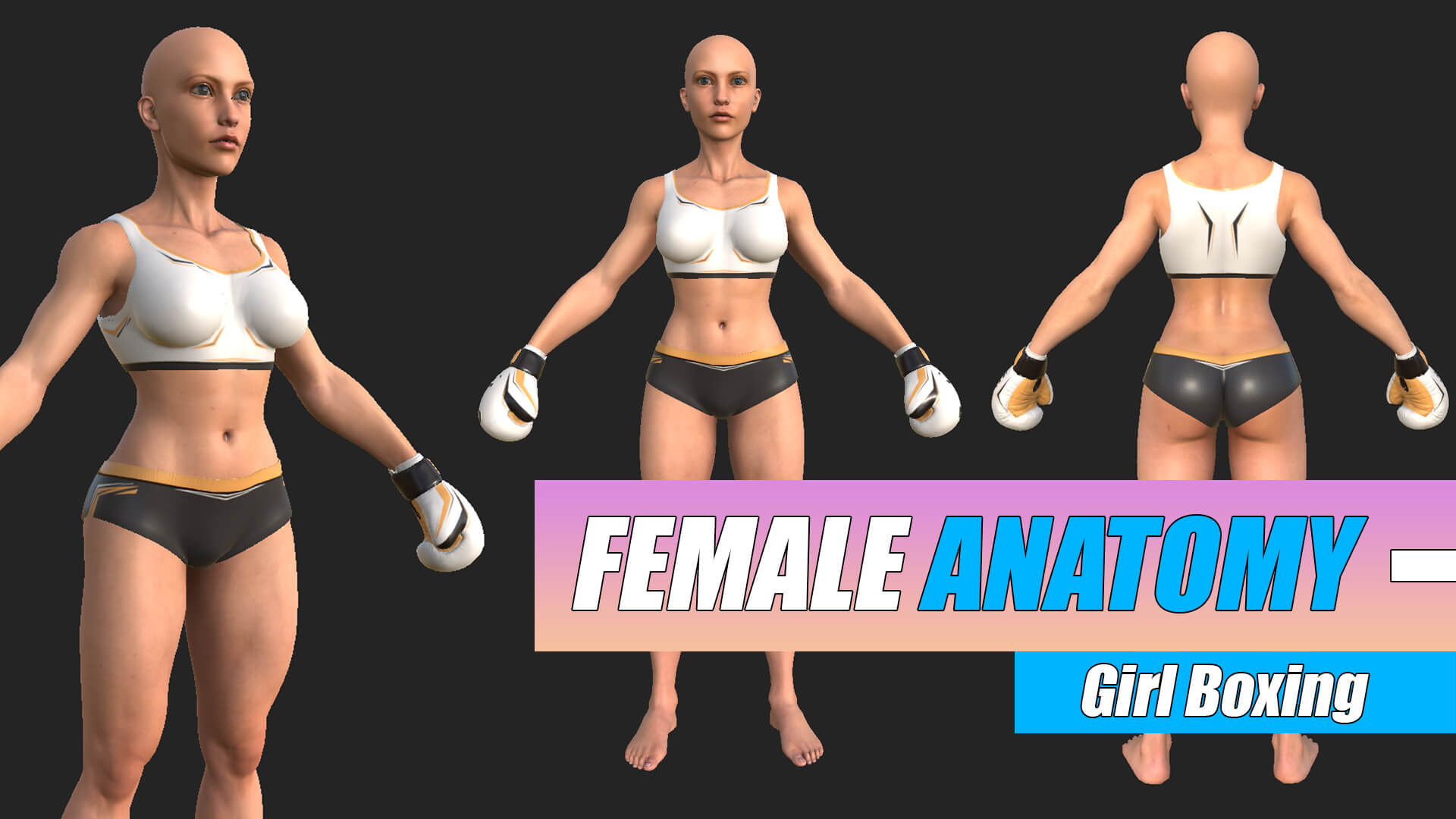 Girl Boxing Strong Low Poly 3D Model by chitam