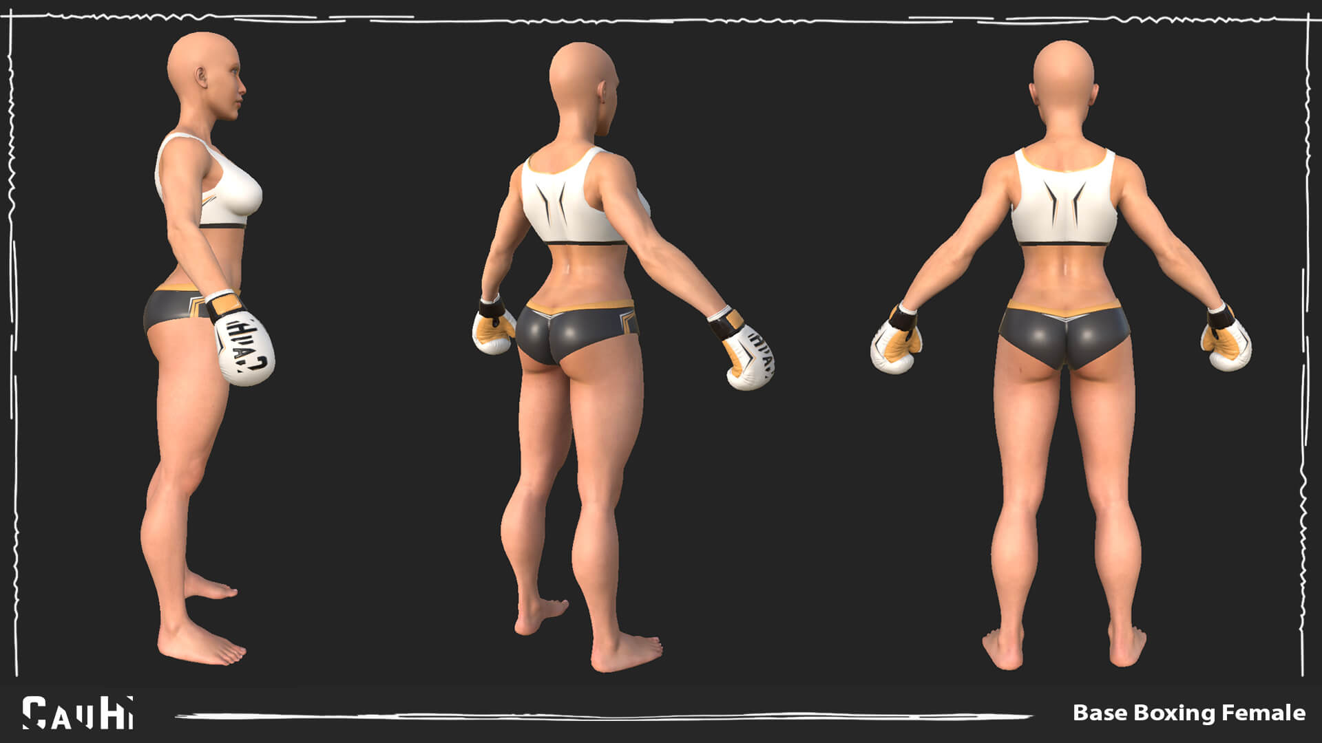 Girl Boxing Strong Low Poly 3D Model by chitam